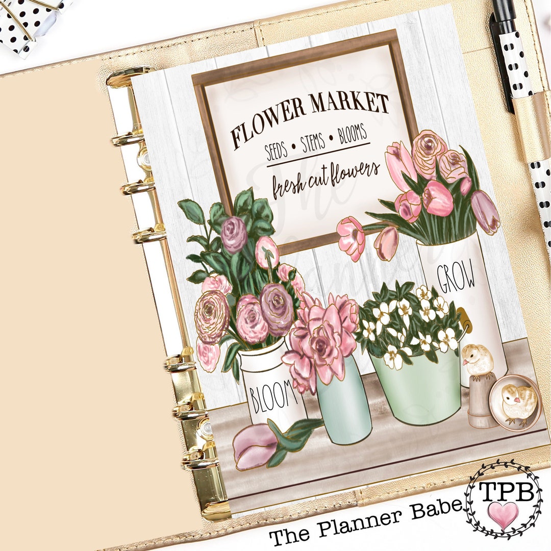 Flower Garden Planner Dashboard Planner Cover, A5 Insert, GM MM PM ...