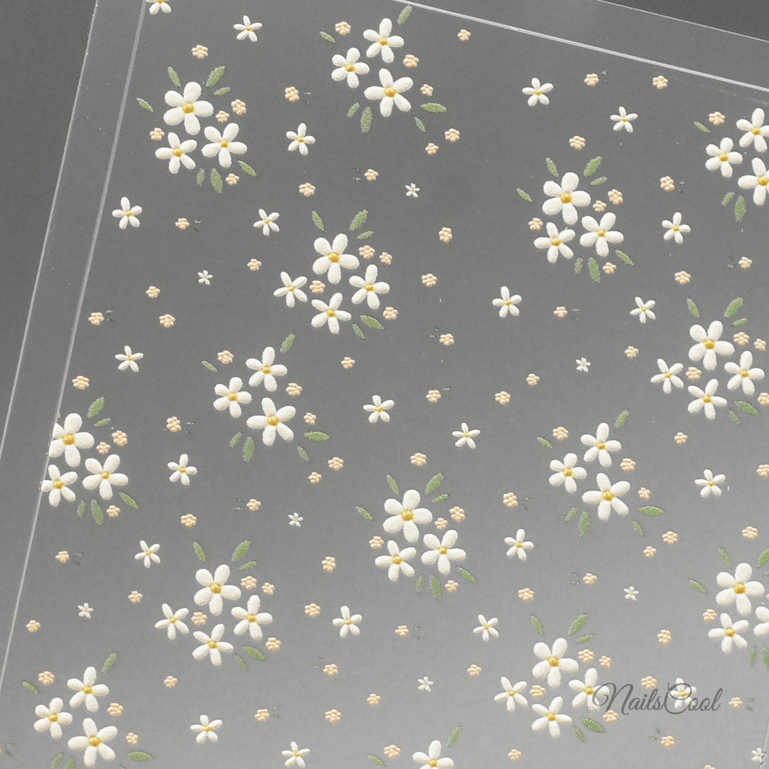 5D Nail Decals Nail Stickers DIY Stickers Embossed Flower Leaf Custom ...