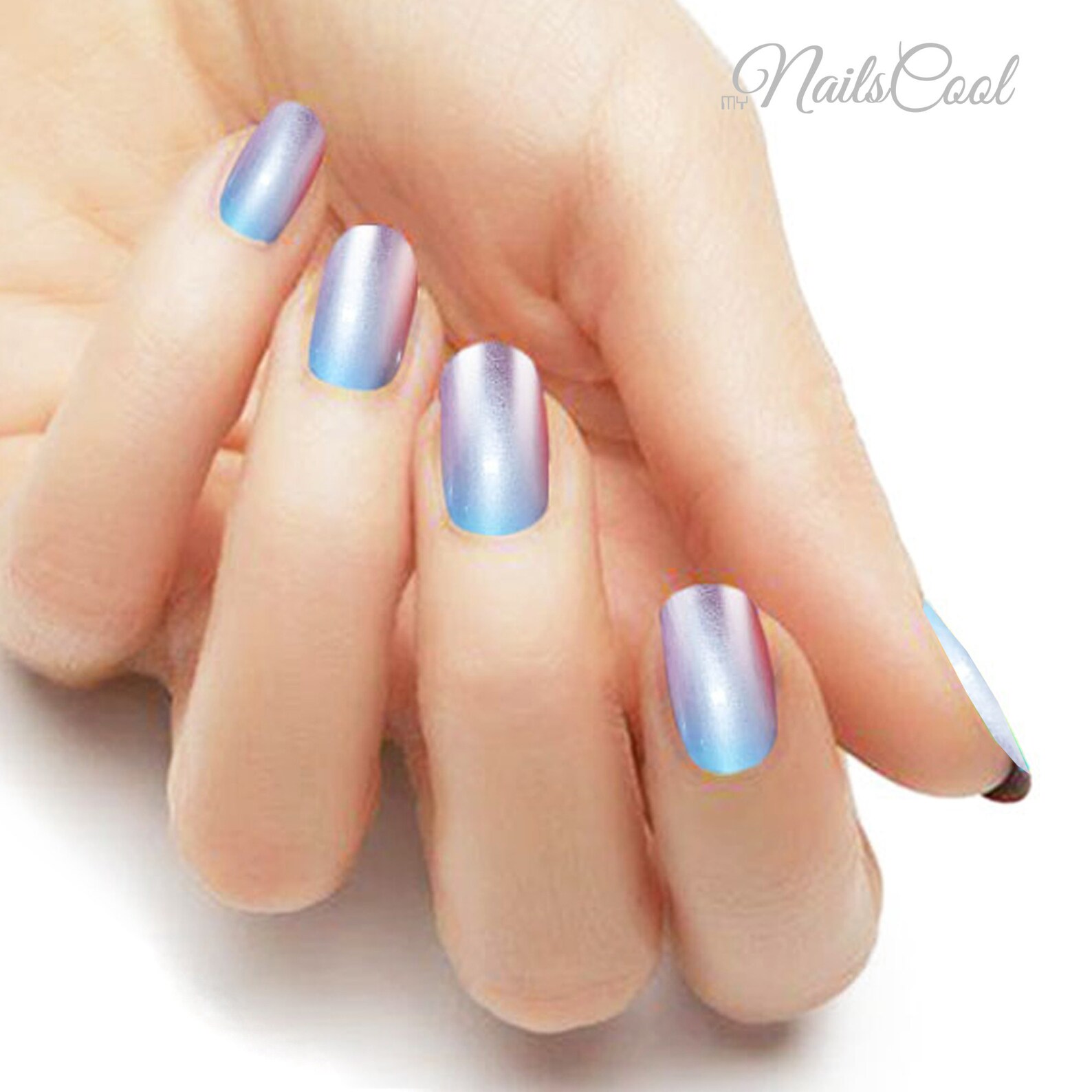 Light Purple Blue Color Gradient Pearly Luster Real Nail Polish Strips ...