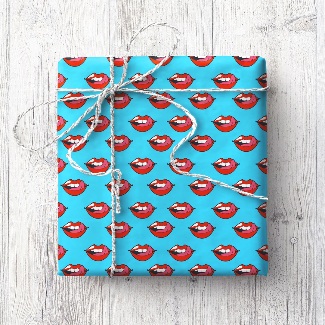 Lips Wrapping Paper red and Blue - Etsy