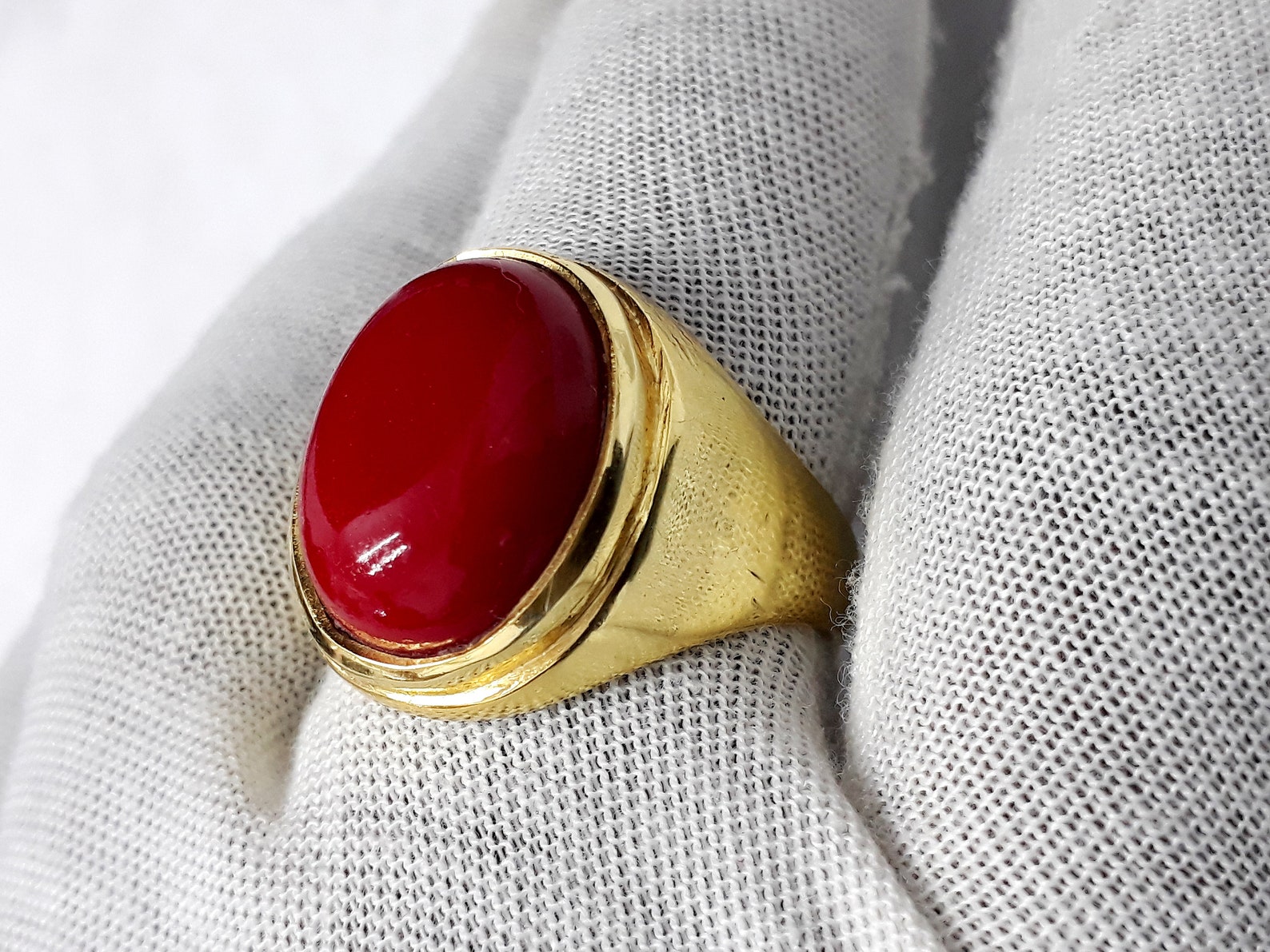 Natural Coral Ring-red Coral Stone Men Ring-father's Day - Etsy UK
