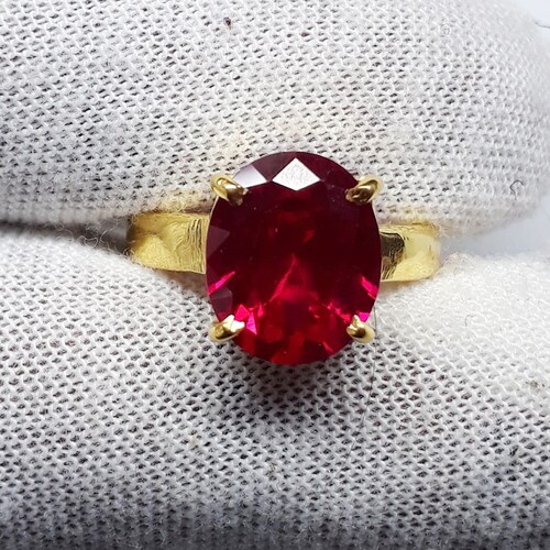 Red Vintage Ring Ruby Ring Created Ruby Red Ruby Ring Red | Etsy UK