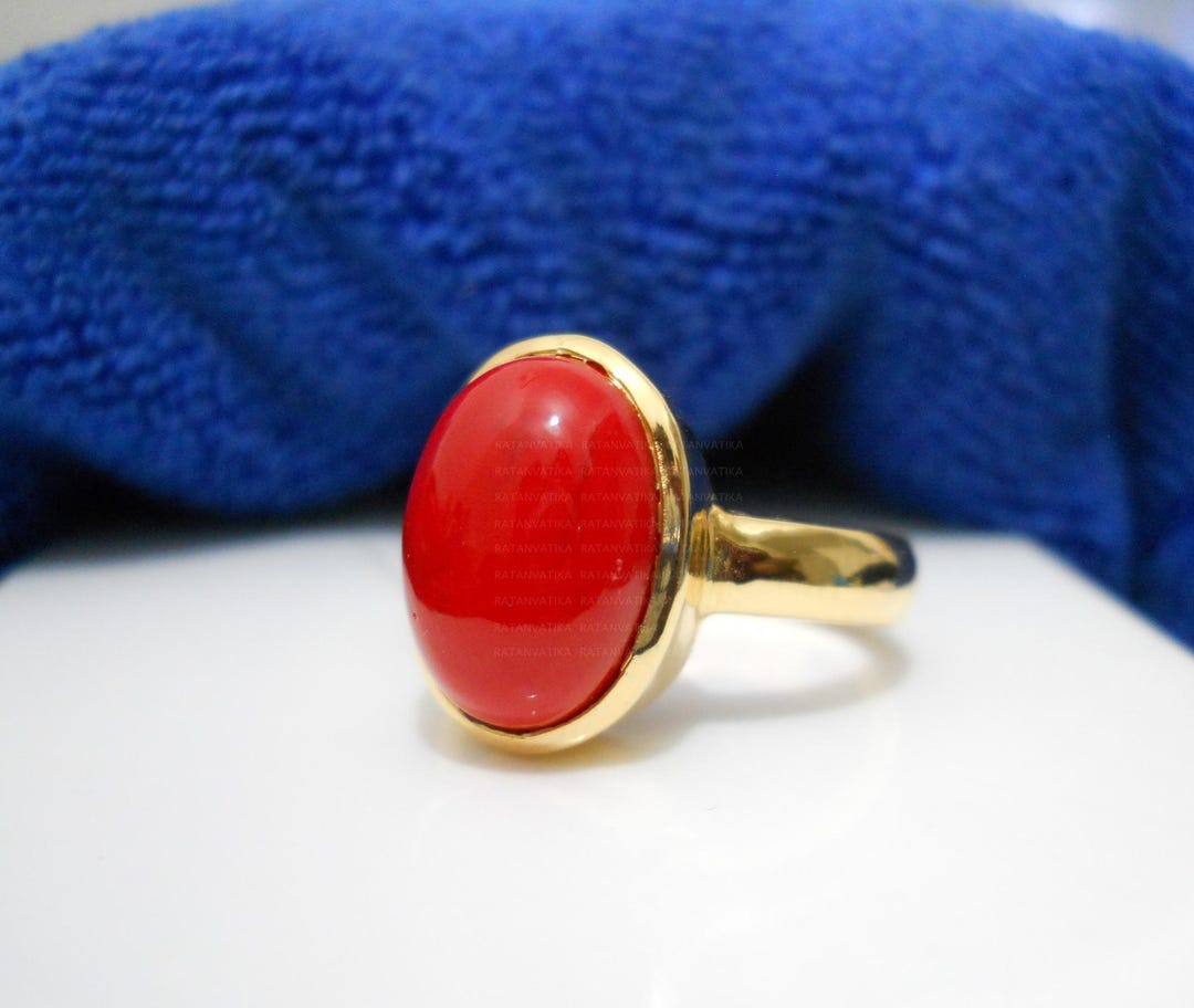 Natural Coral Ring in 925 Sterling Silver • Genuine Red Coral Jewelry ...