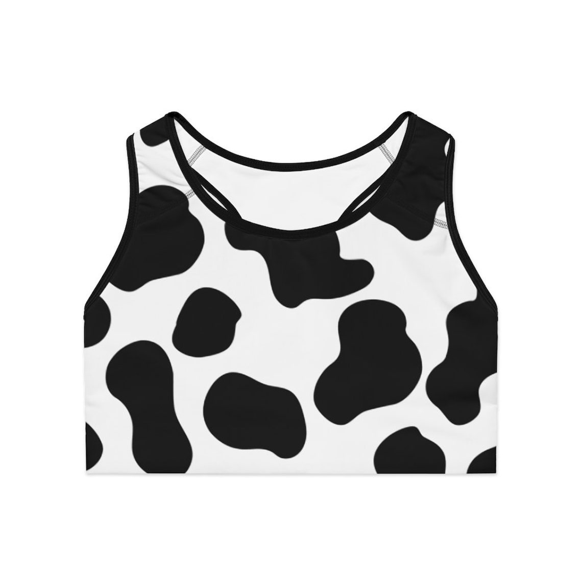 Cow Print Sports Bra Aop Custom Sports Bra Custom Bra Etsy