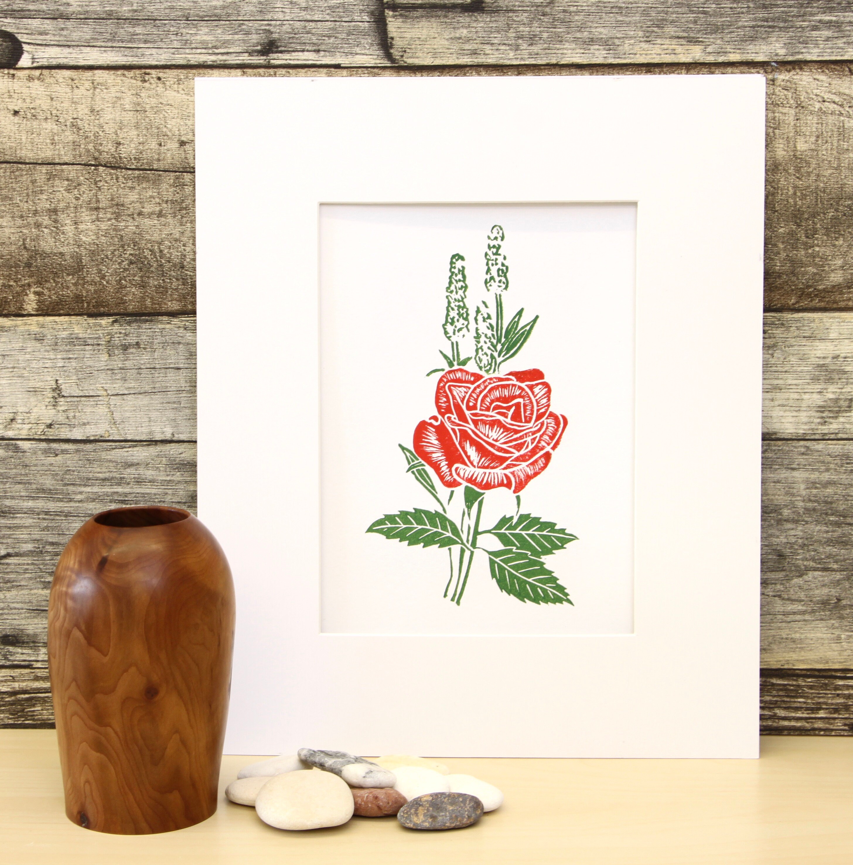 Red Rose - Handprinted Original Lino Cut - Etsy