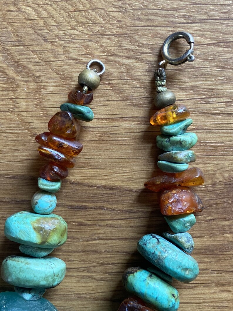 Amazing Paté De Verre, Turquoise & Amber Large Necklace - Etsy