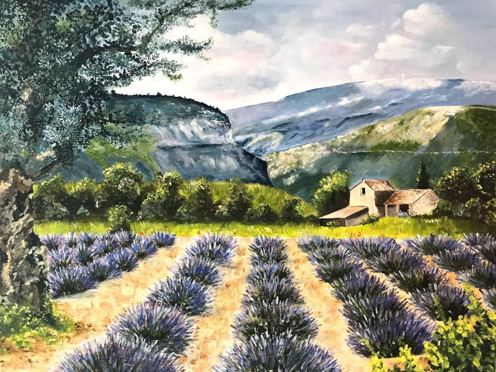 Lavandes en Provence Tableau peinture paysage sur toile à l'huile ...