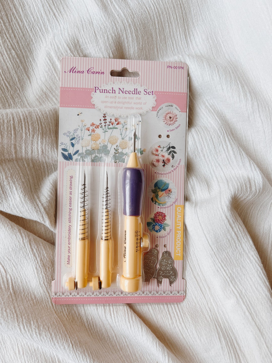 Mina Carin Punch Needle Set, 3 Size Adjustable Punch Needle, Embroidery ...