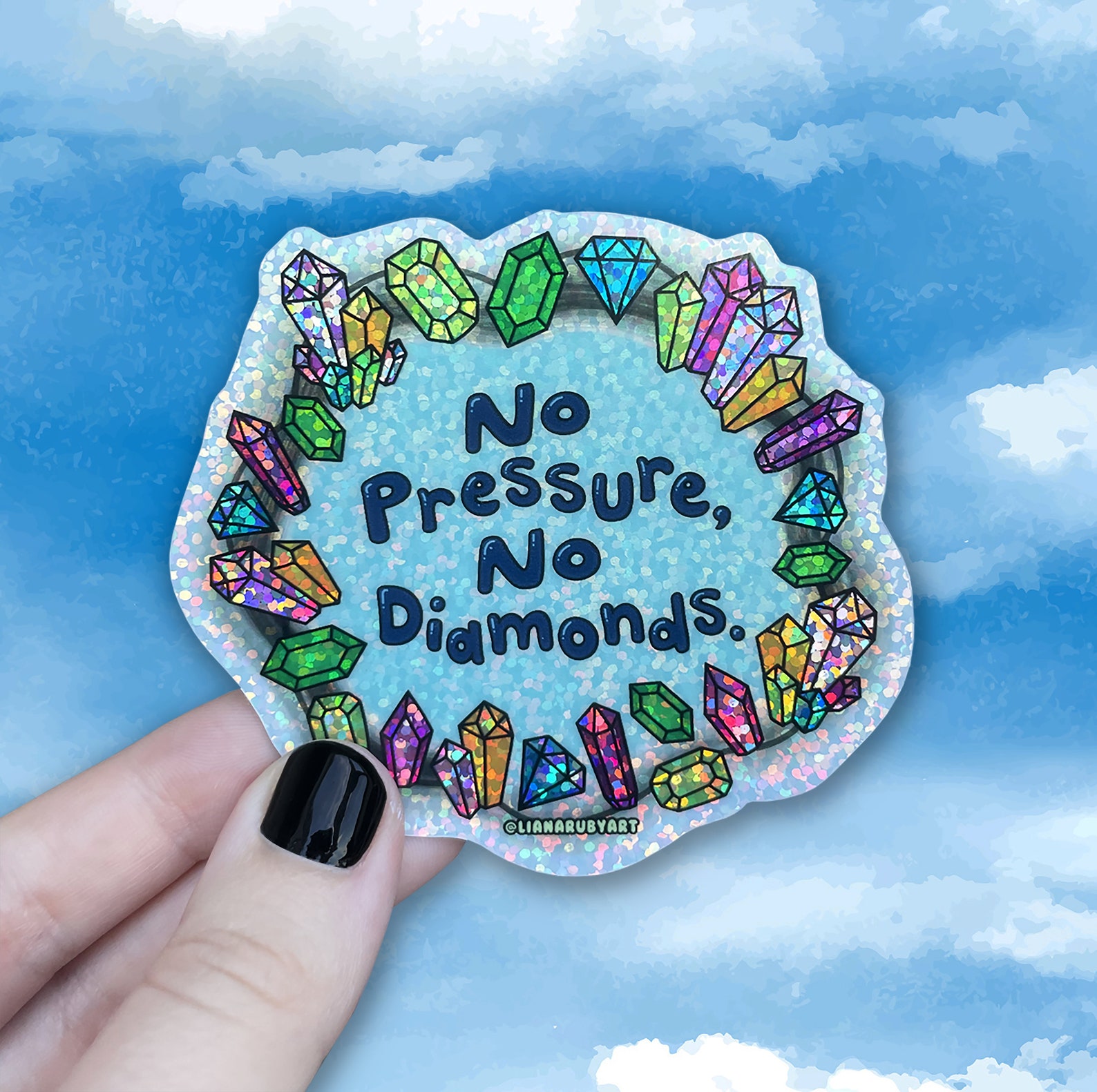 No Pressure, No Diamonds. Glitter Sticker | Multicolor Laptop Sticker ...