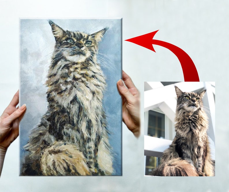 Multiple Pet Portrait Oil Cat Painting Custom Portrait on | Etsy