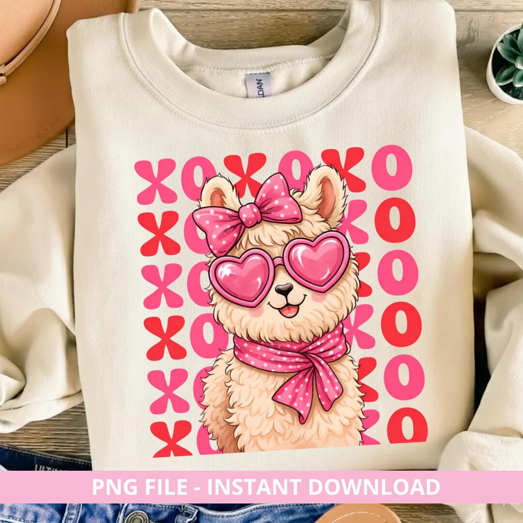 Valentine Llama PNG | XOXO Valentine Cute Animal Design | Love Llama ...