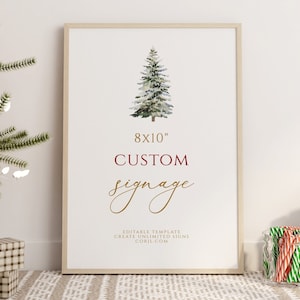 Editable Printable Christmas Tree Custom Sign Template 8x10", Winter ...