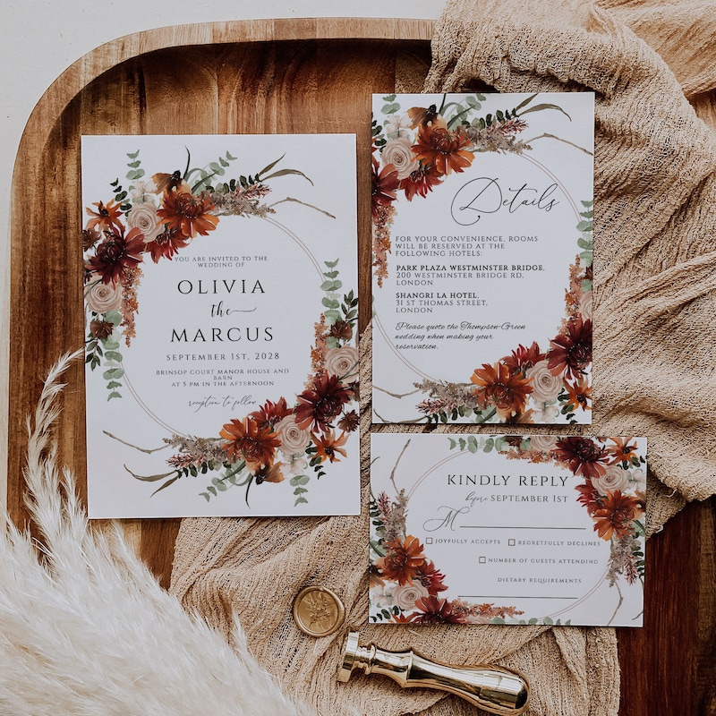 Wedding Invitation Autumn - Etsy