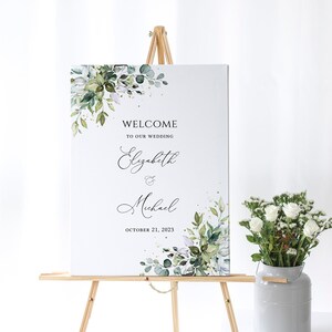 Boho Eucalyptus Greenery Wedding Welcome Sign, Welcome Sign Wedding ...