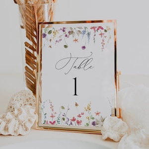 Wildflower Wedding Table Numbers, Summer Spring Wedding Table Sign ...