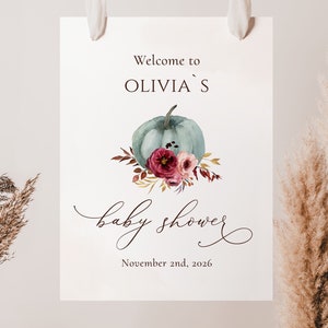 Pumpkin Baby Shower Welcome Sign Template (16x20", 18x24", 24x36 ...