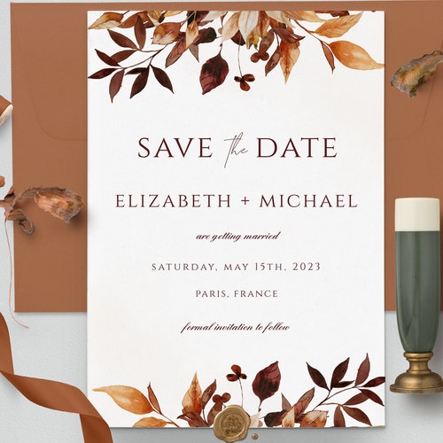 Save the Date Fall Invitation Template Wedding Autumn Save - Etsy