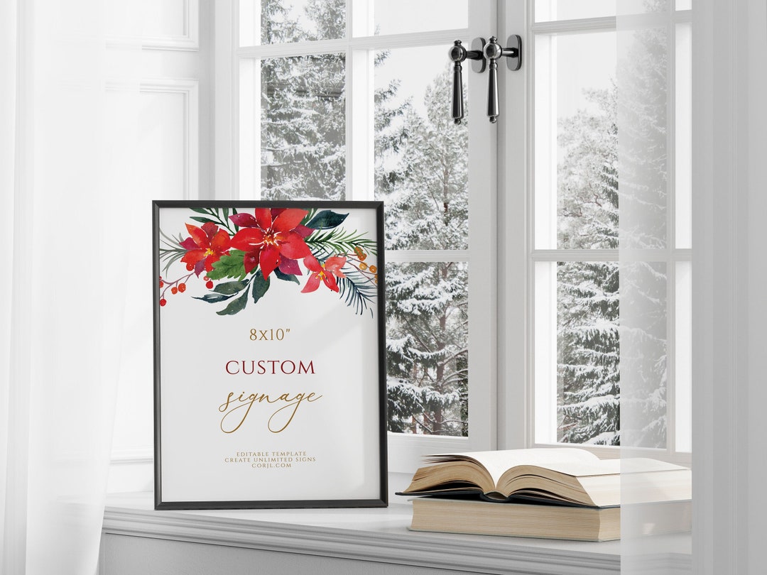 Editable Printable Christmas Custom Sign Template 8x10", Winter Holiday ...