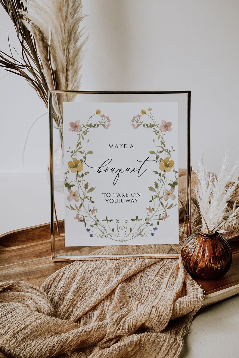 Wildflower Bouquet Making Sign Template Bouquet Bar Sign - Etsy