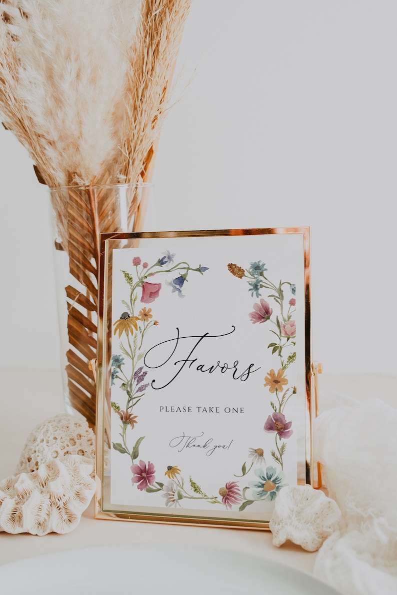Wildflower Wedding Favors Sign Template Boho Floral Table - Etsy