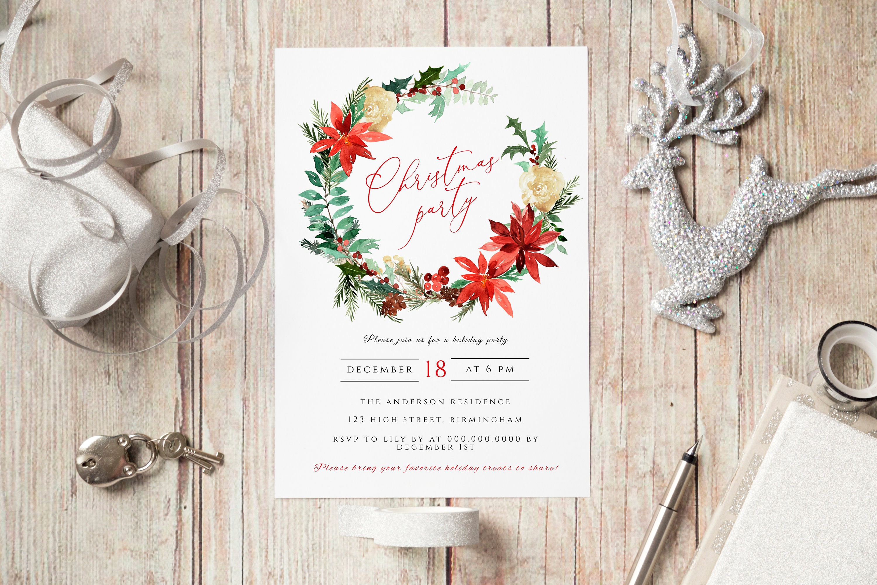 EDITABLE Holiday Party Invitation, Editable Invitation Template ...