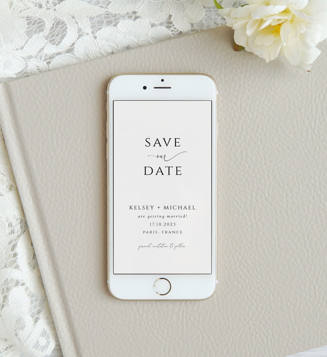 Electronic Save the Date Evite Template, Virtual Wedding (digital ...