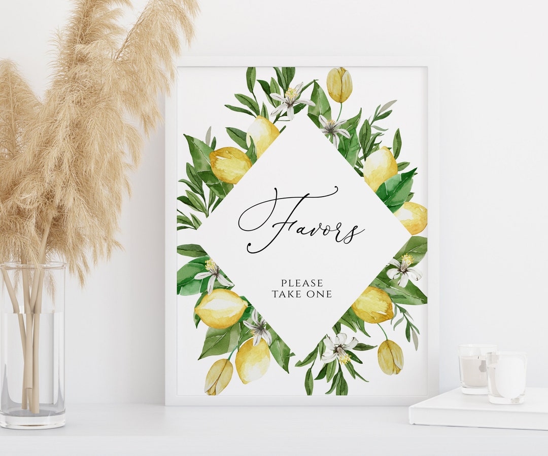 Printable Lemon Wedding Favors Sign Template, Editable Citrus Wedding ...