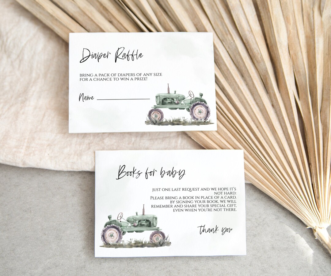 Tractor Baby Shower Diaper Raffle, Books for Baby, Digital Download ...