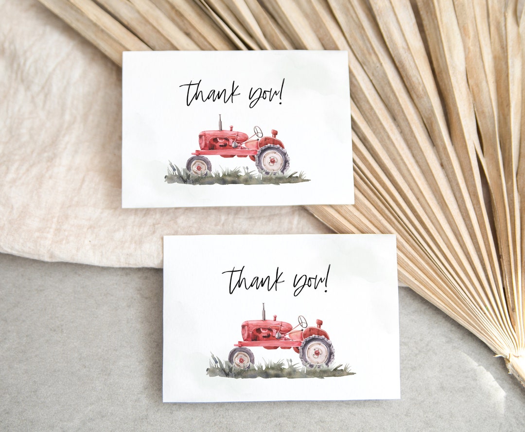 Red Tractor Printable THANK YOU Card, 3.5x5 Inches, Instant Download ...
