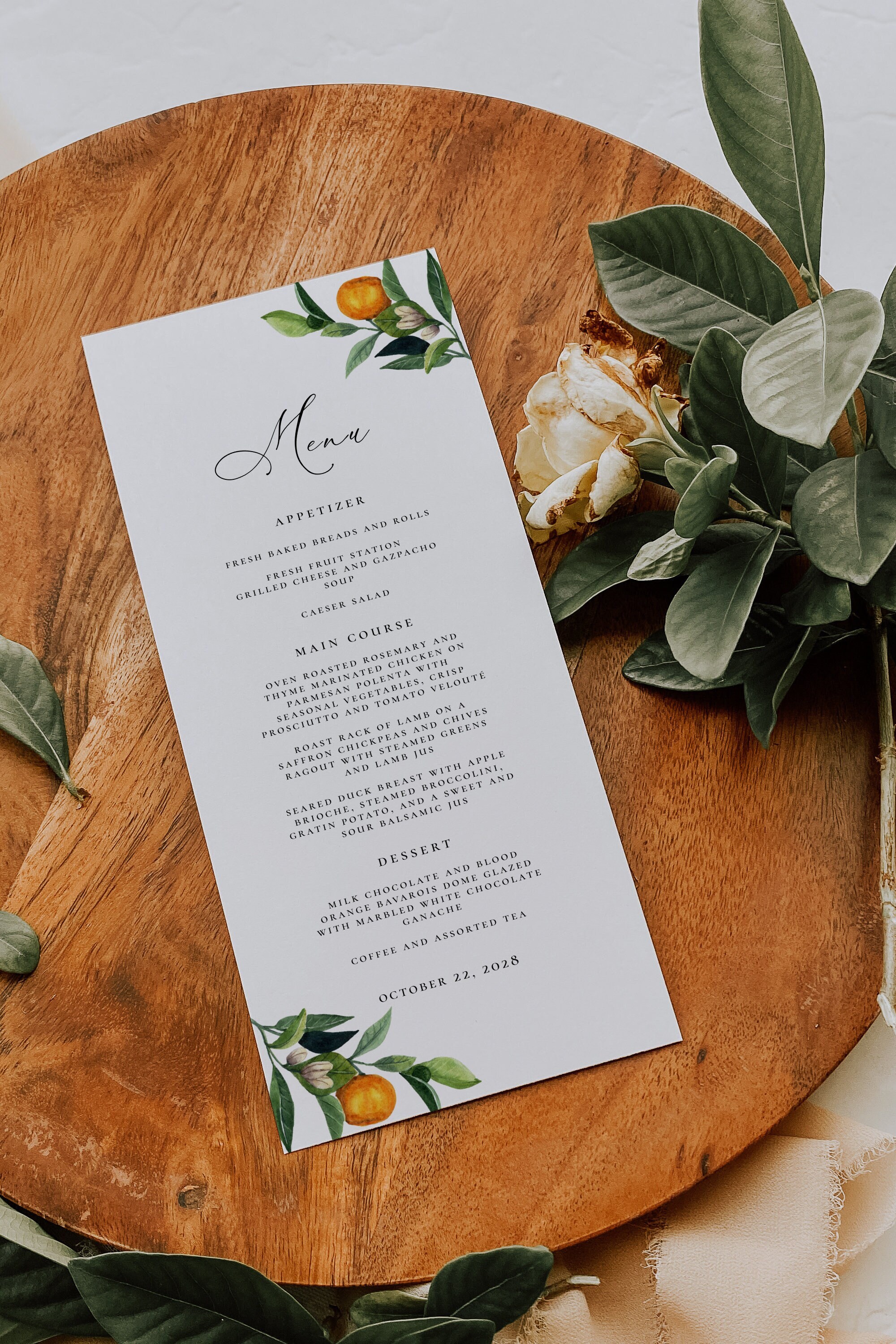 Orange Wedding Menu Template Mediterranean Table Decor - Etsy