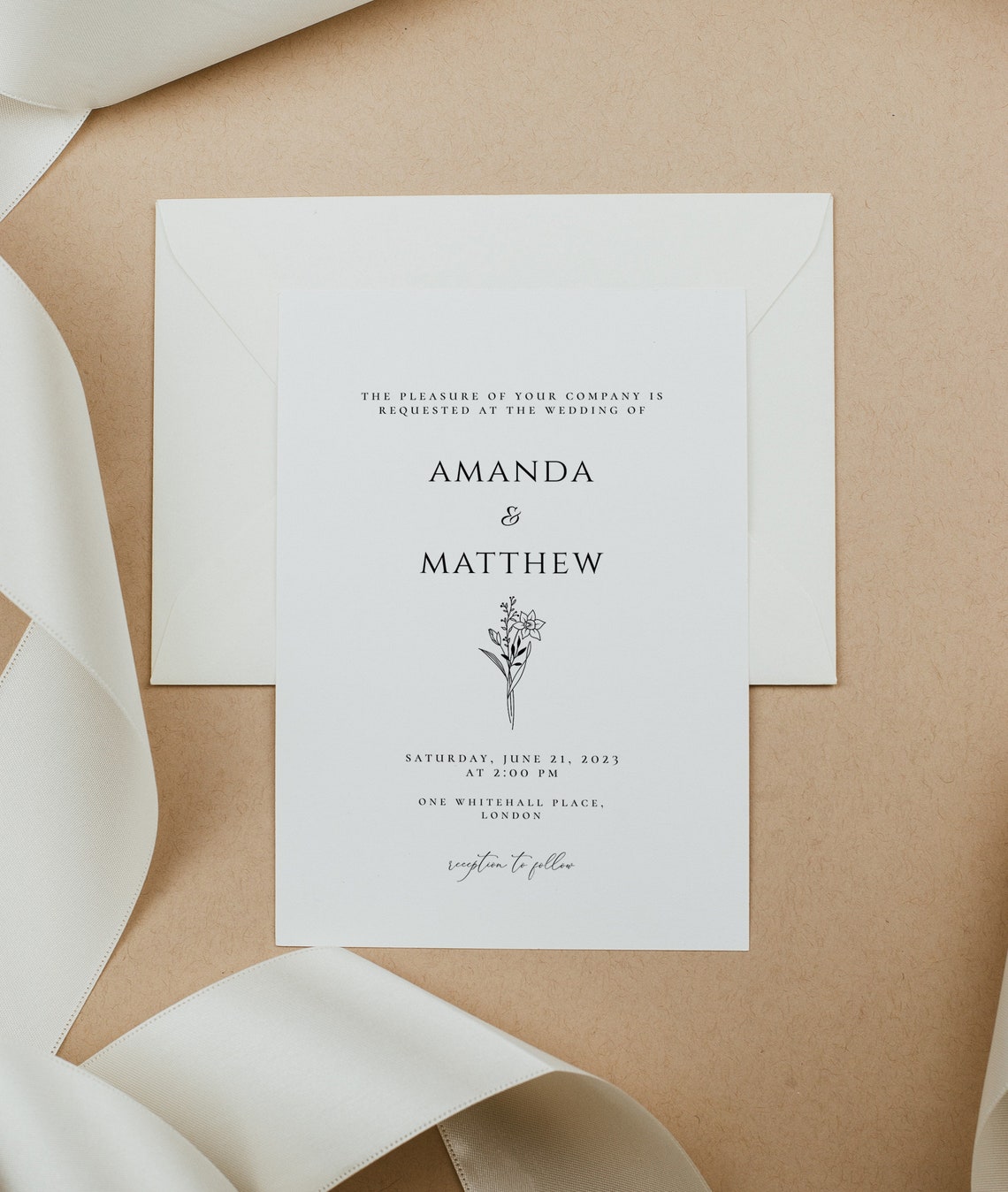 Simple Wedding Invite Modern Minimalist Wedding Invitation | Etsy