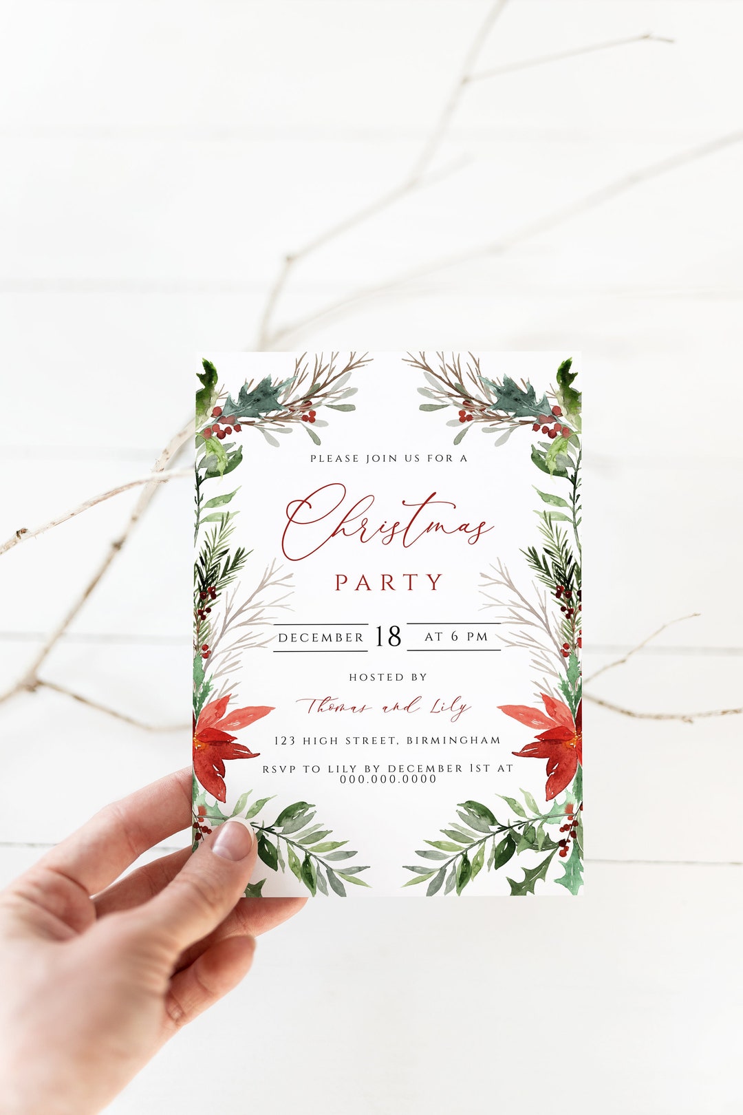 EDITABLE Holiday Party Invitation, Editable Invitation Template ...