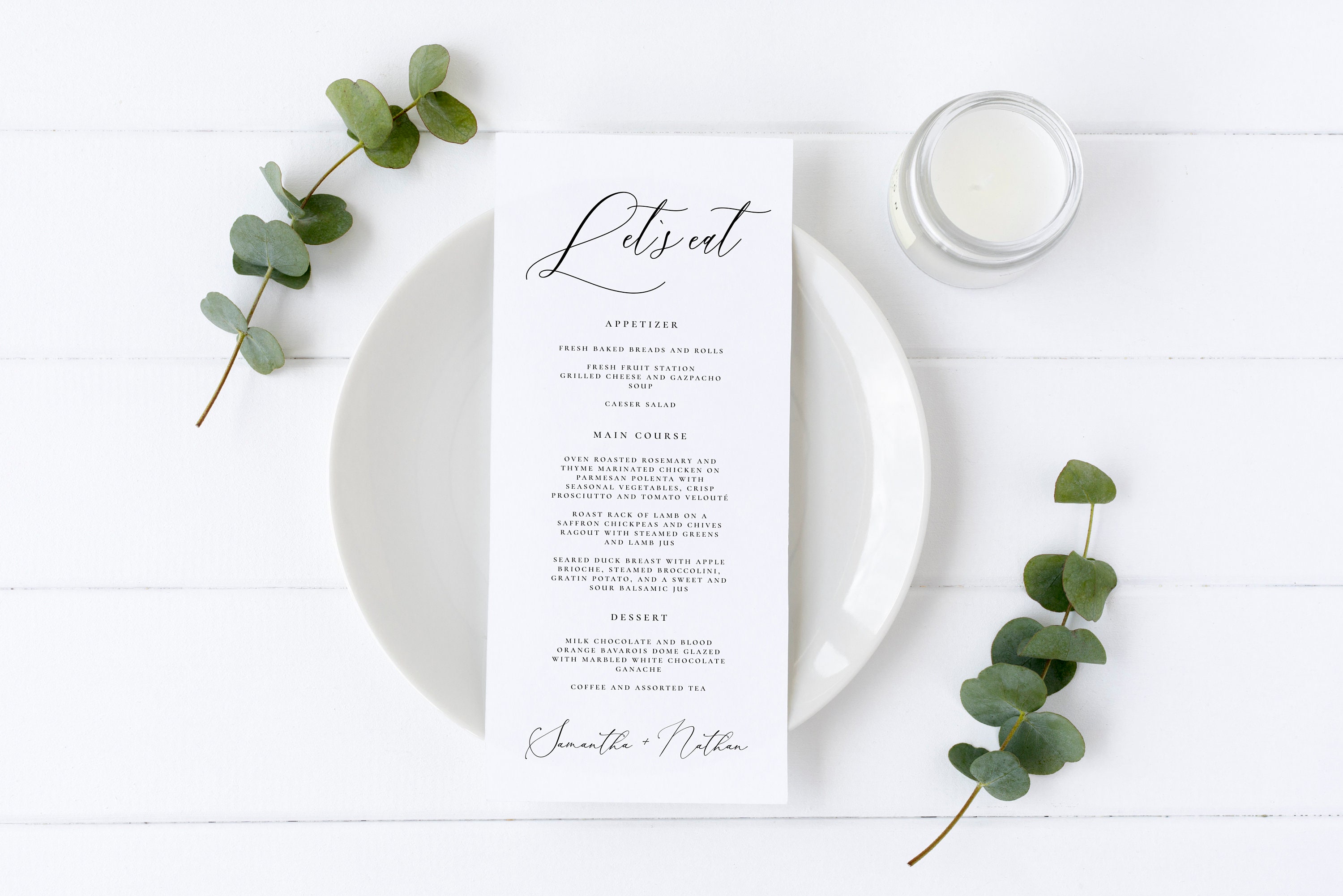 4x9 Printable Menu Card Lets Eat Minimalist Wedding Menu - Etsy