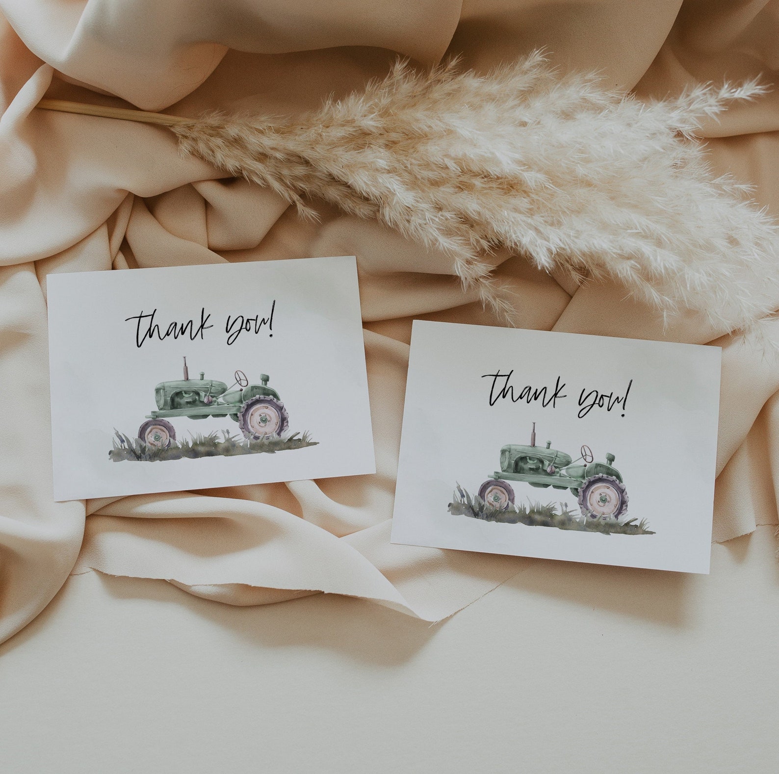 Green Tractor Printable THANK YOU Card 3.5x5 Inches Instant - Etsy