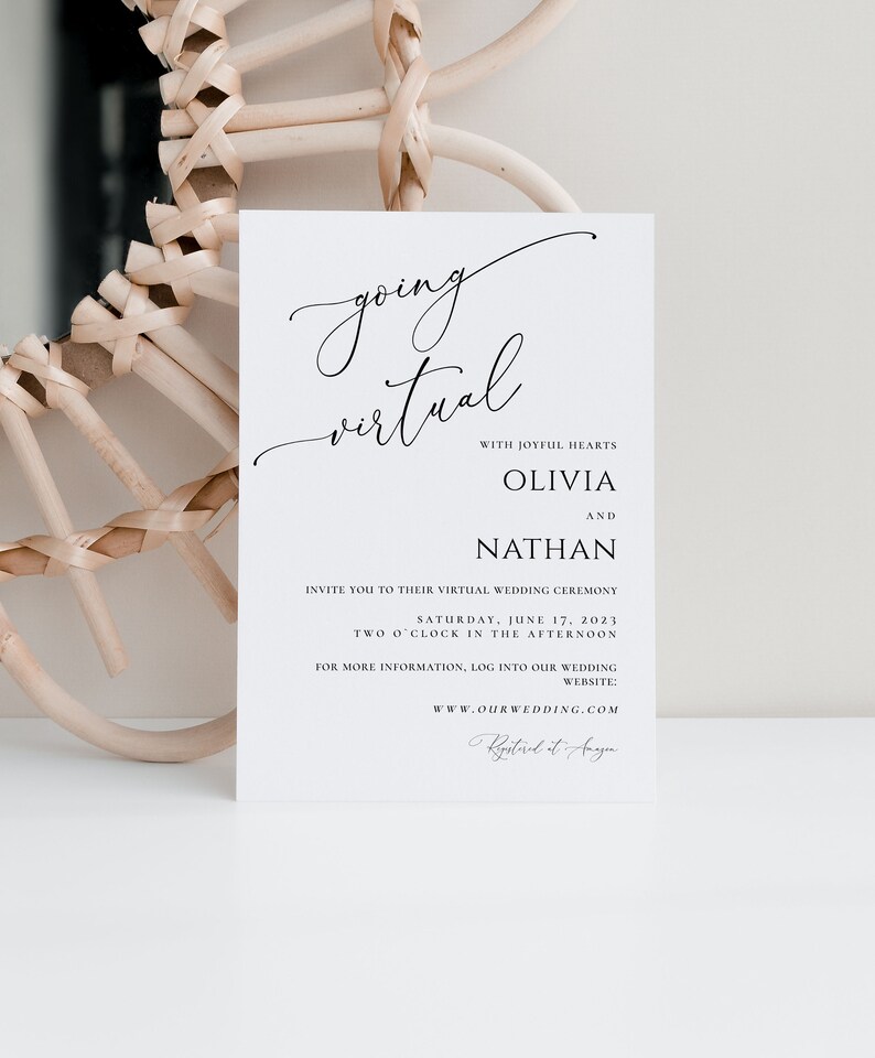 Virtual Wedding Invitation Modern Minimalist Wedding - Etsy