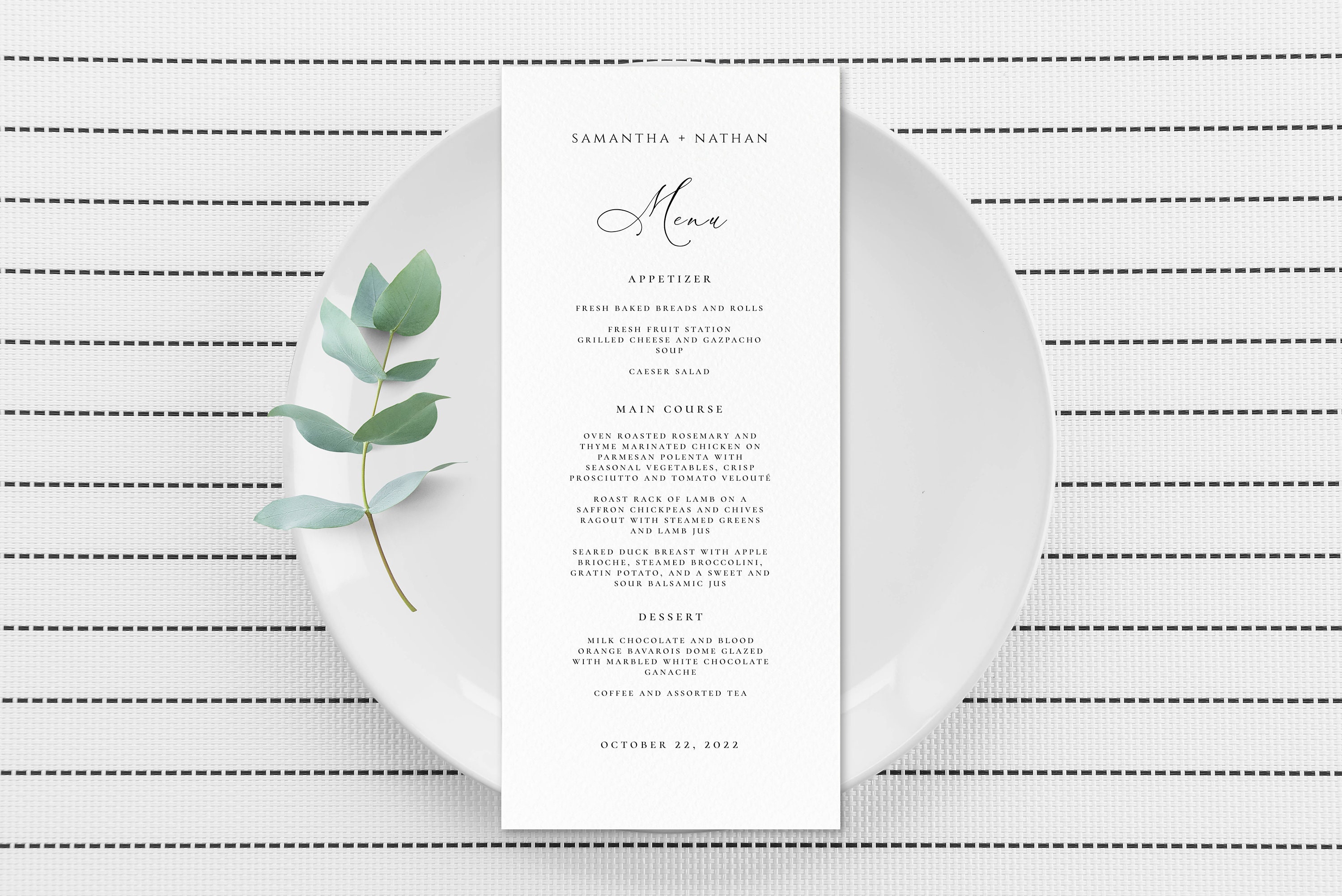 4x9 Printable Menu Card Minimalist Wedding Menu Bridal - Etsy