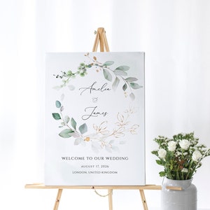 Boho Eucalyptus Greenery Wedding Welcome Sign, Welcome Sign Wedding ...