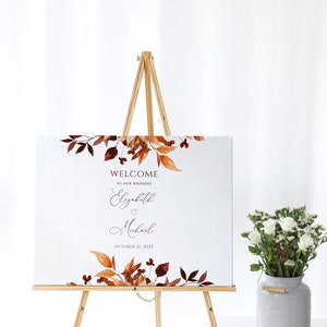 Fall Autumn Wedding Welcome Sign Template (20x16", 24x18", 30x20 ...