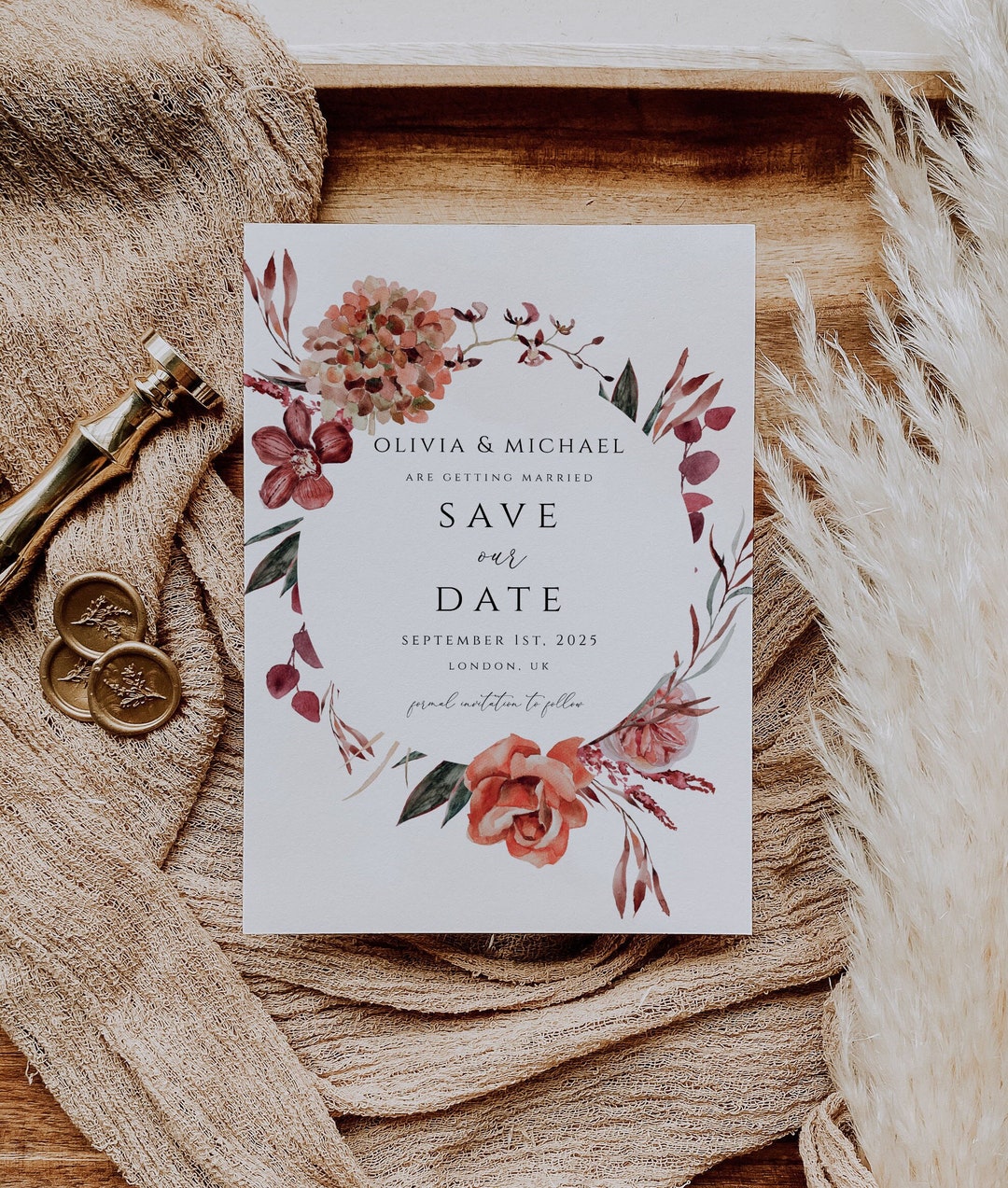 Save the Date Fall Invitation Template, Wedding Autumn Save Our Date ...
