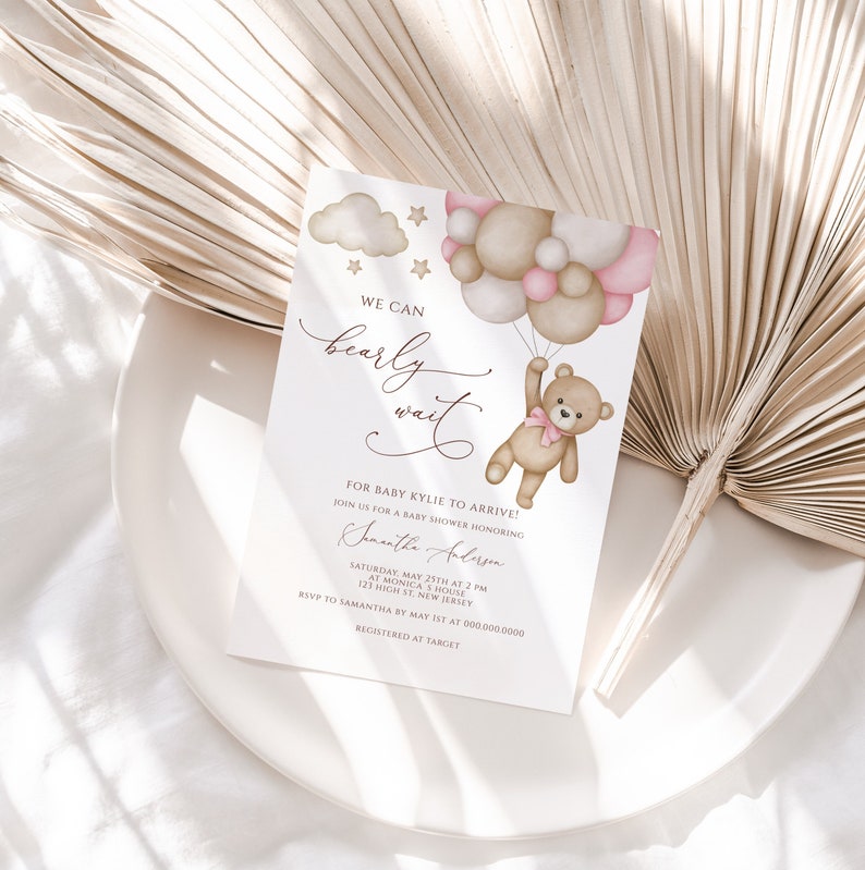 EDITABLE Bear Baby Shower Invitation Set We Can Bearly Wait - Etsy