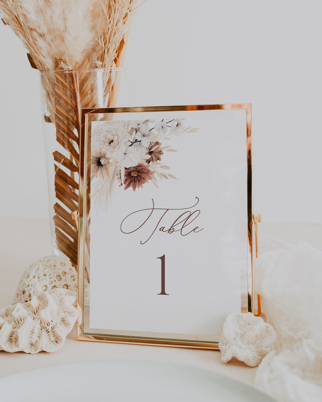Printable Boho Table Numbers Template, Modern Wedding Table Numbers ...
