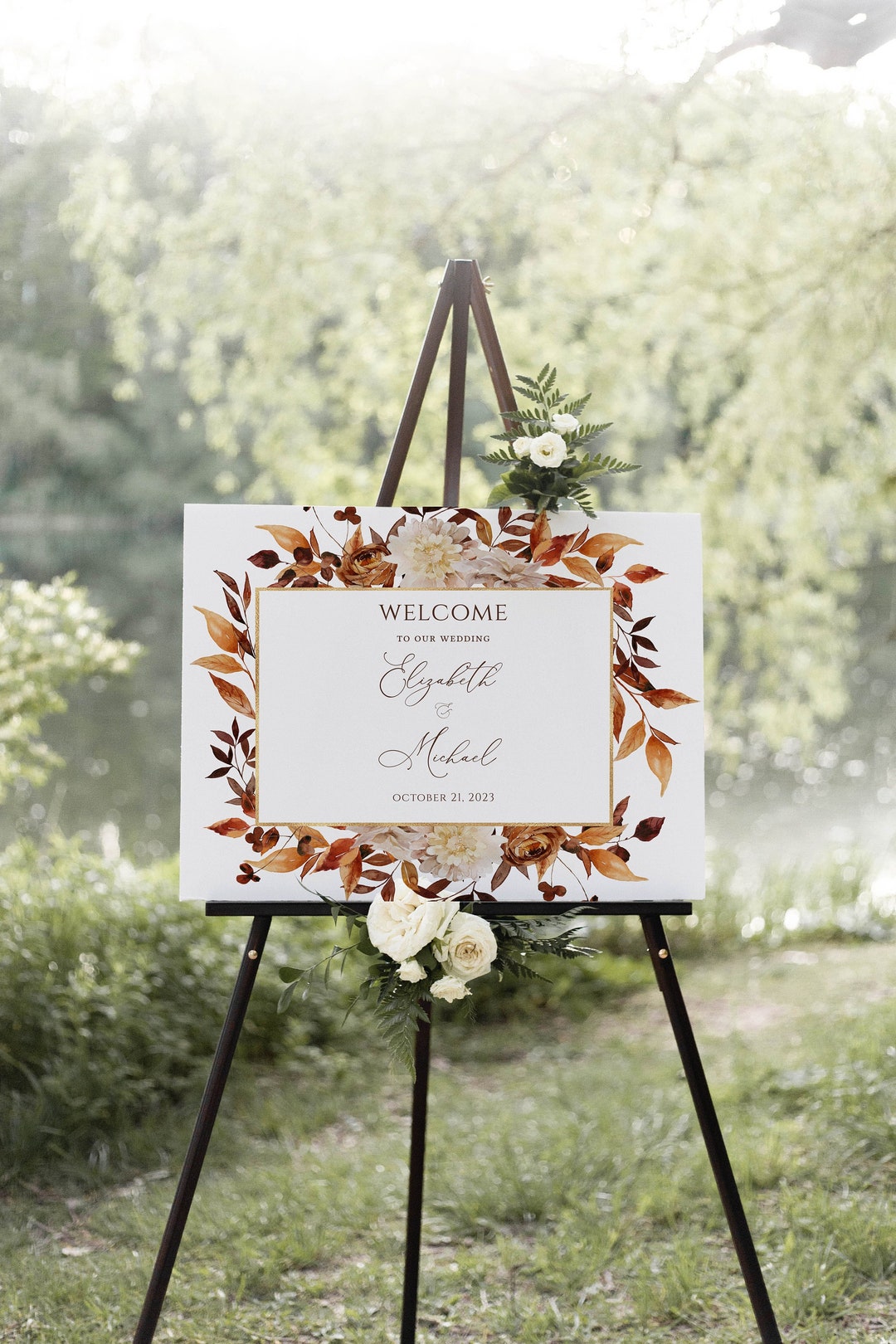 Fall Autumn Wedding Welcome Sign Template (20x16", 24x18", 30x20 ...