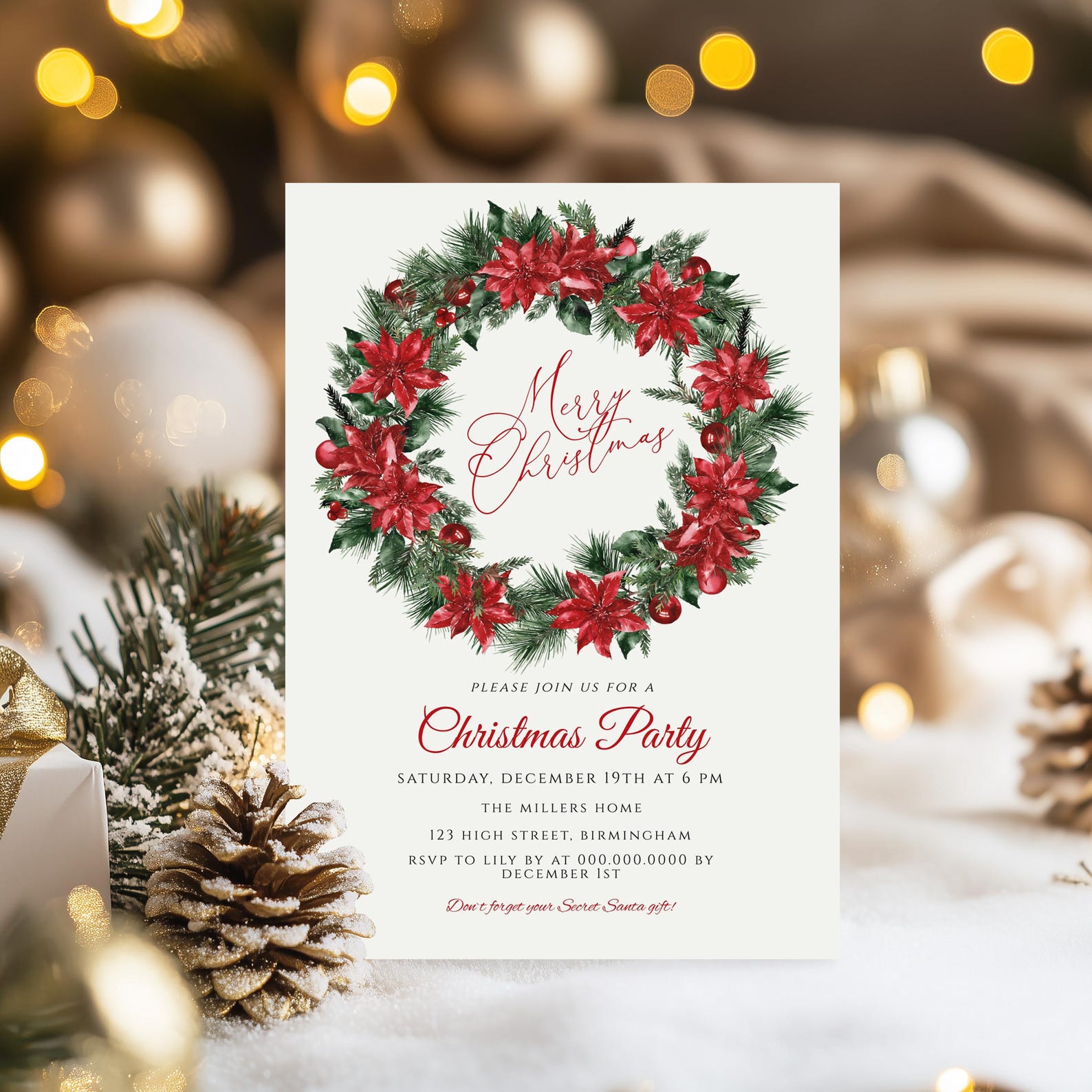 EDITABLE Holiday Party Invitation, Editable Invitation Merry Christmas ...