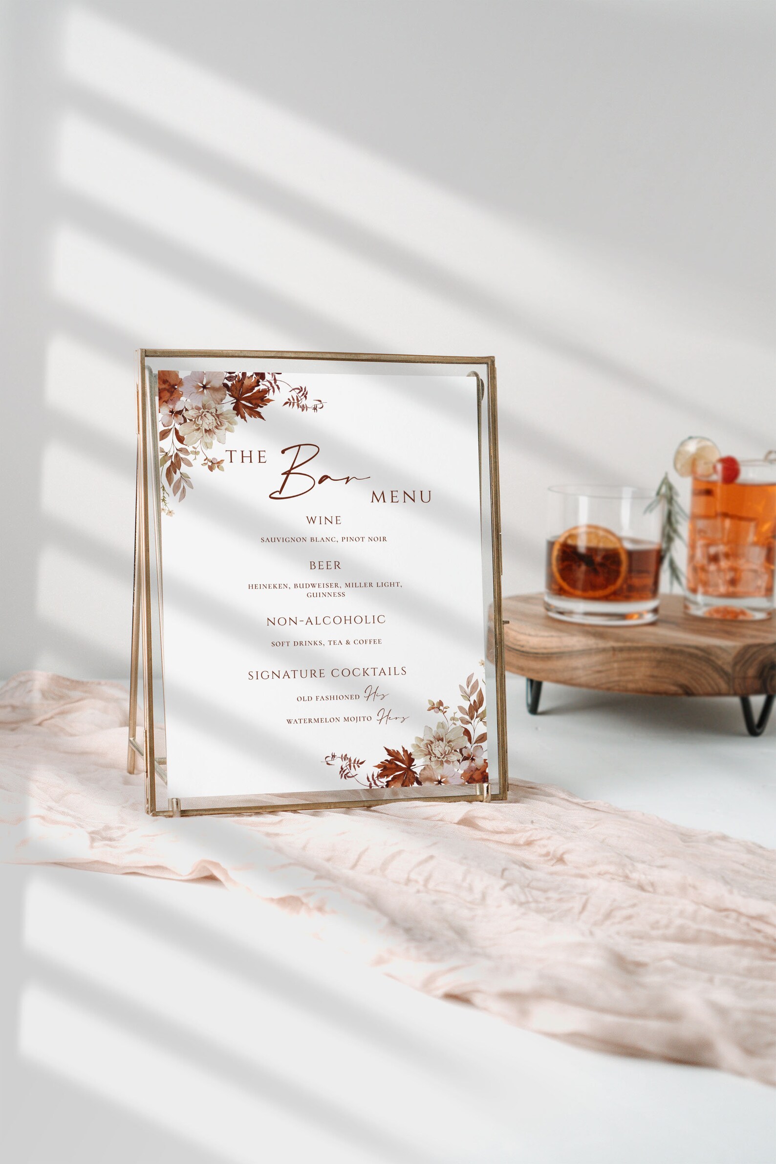 Autumn Wedding Bar Sign, the Bar Wedding Sign, Garden Wedding Bar Menu ...