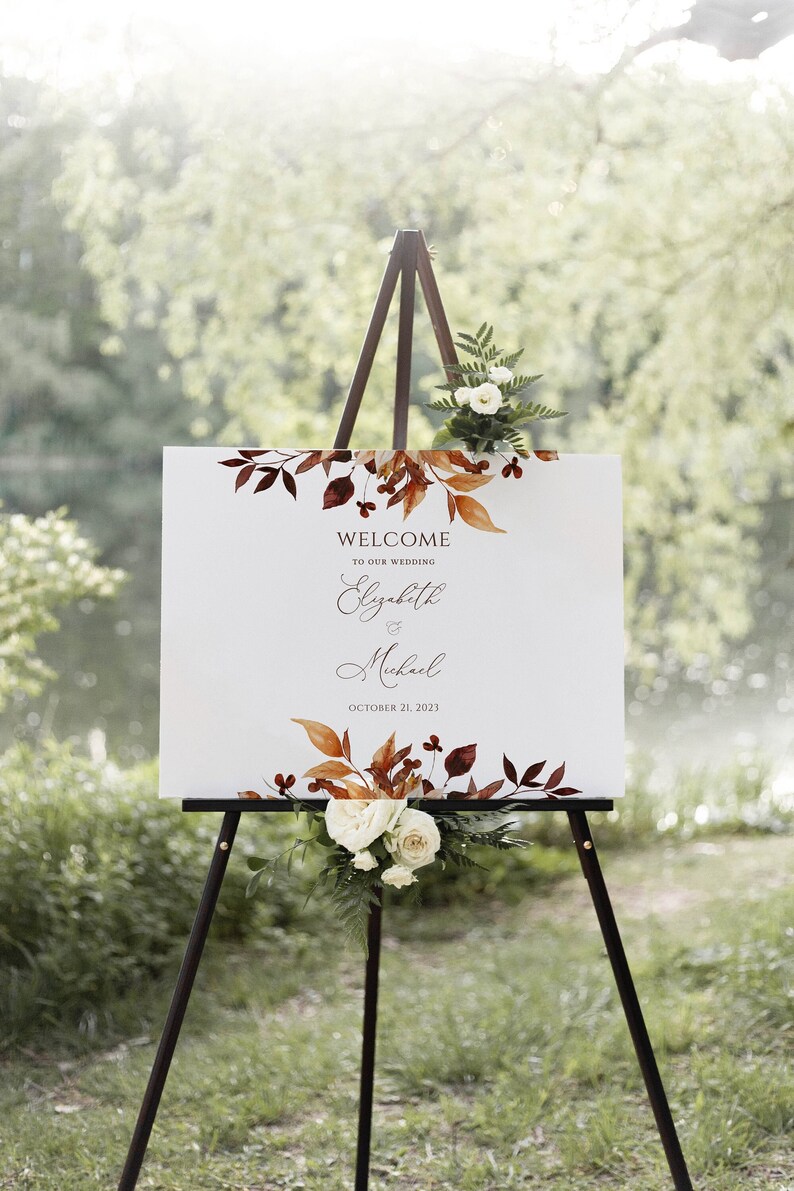 Fall Autumn Wedding Welcome Sign Template 20x16 - Etsy
