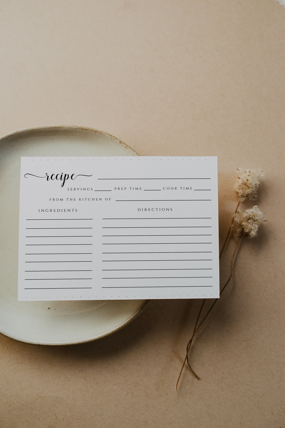 Printable Recipe Card Template Instant Download Recipe Cards - Etsy