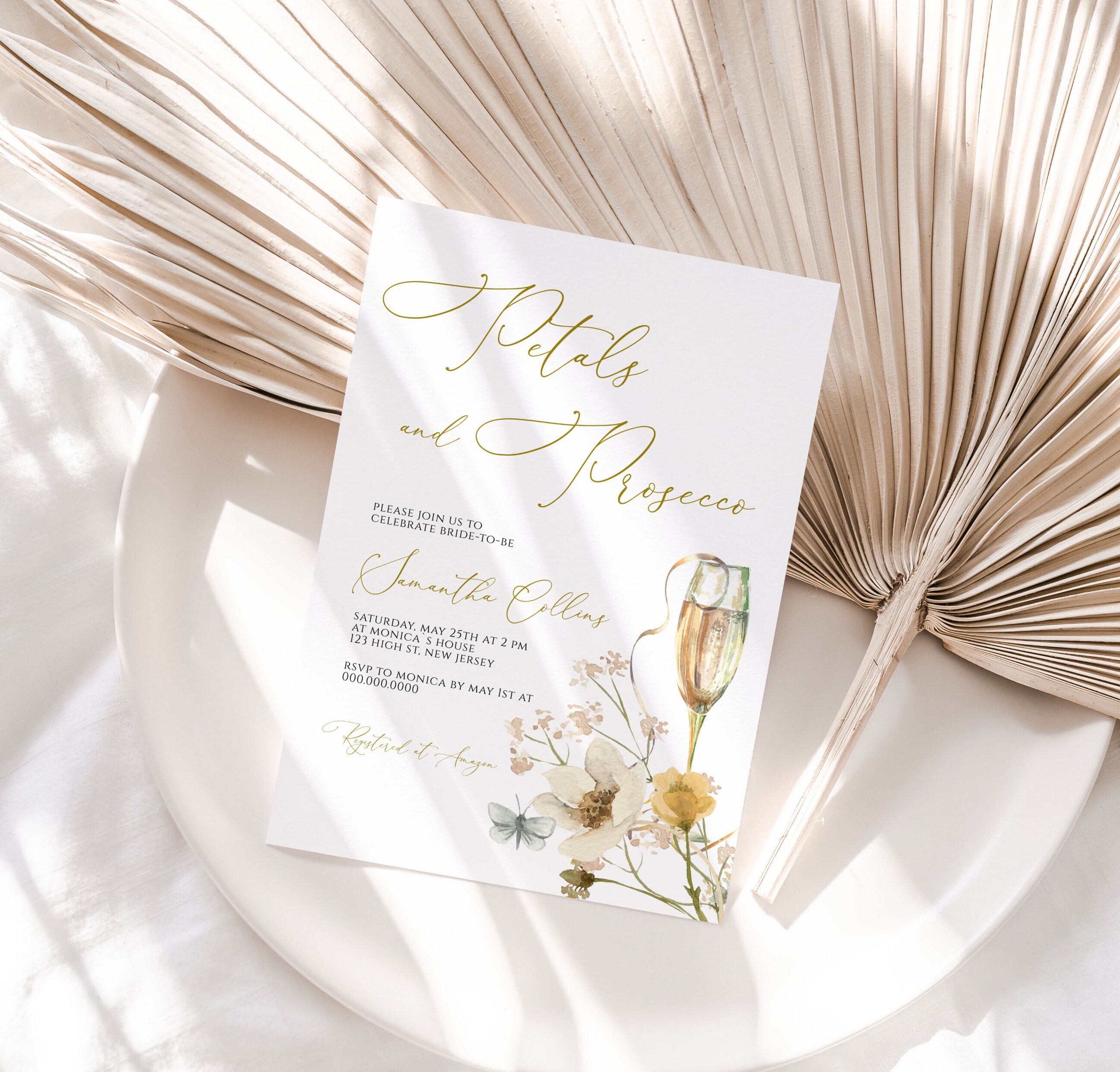 Petals and Prosecco Wildflower Bridal Shower Invitation - Etsy