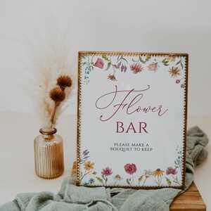 Wildflower Flower Bar Sign Template 8x10", Editable Printable Bouquet ...
