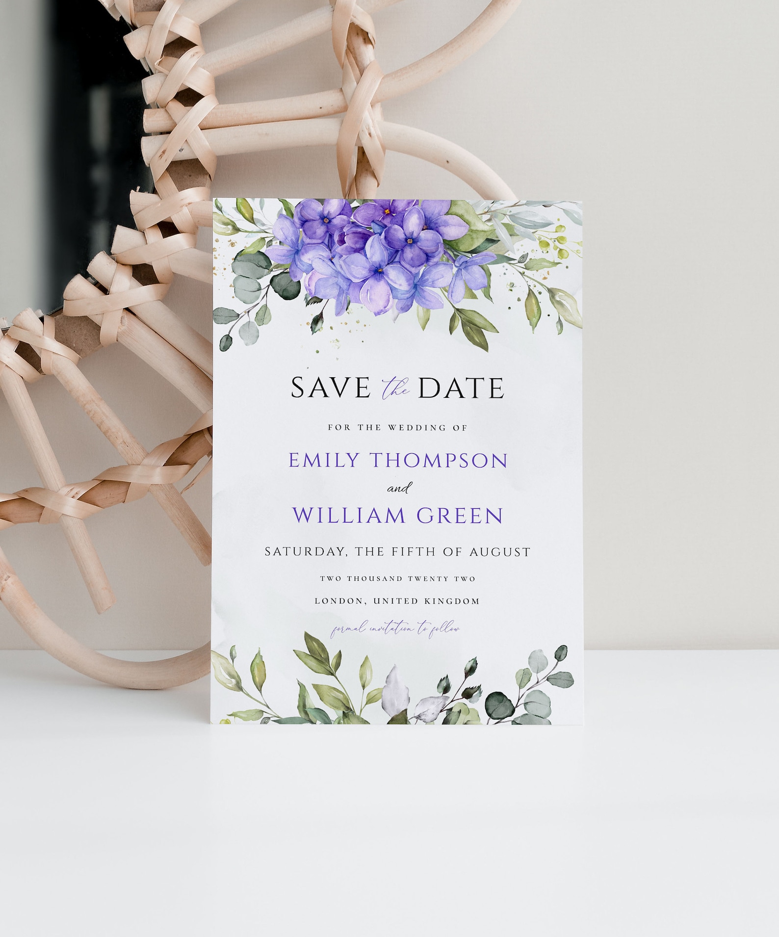 Lilac Save the Date Save Our Date Lavender Editable - Etsy