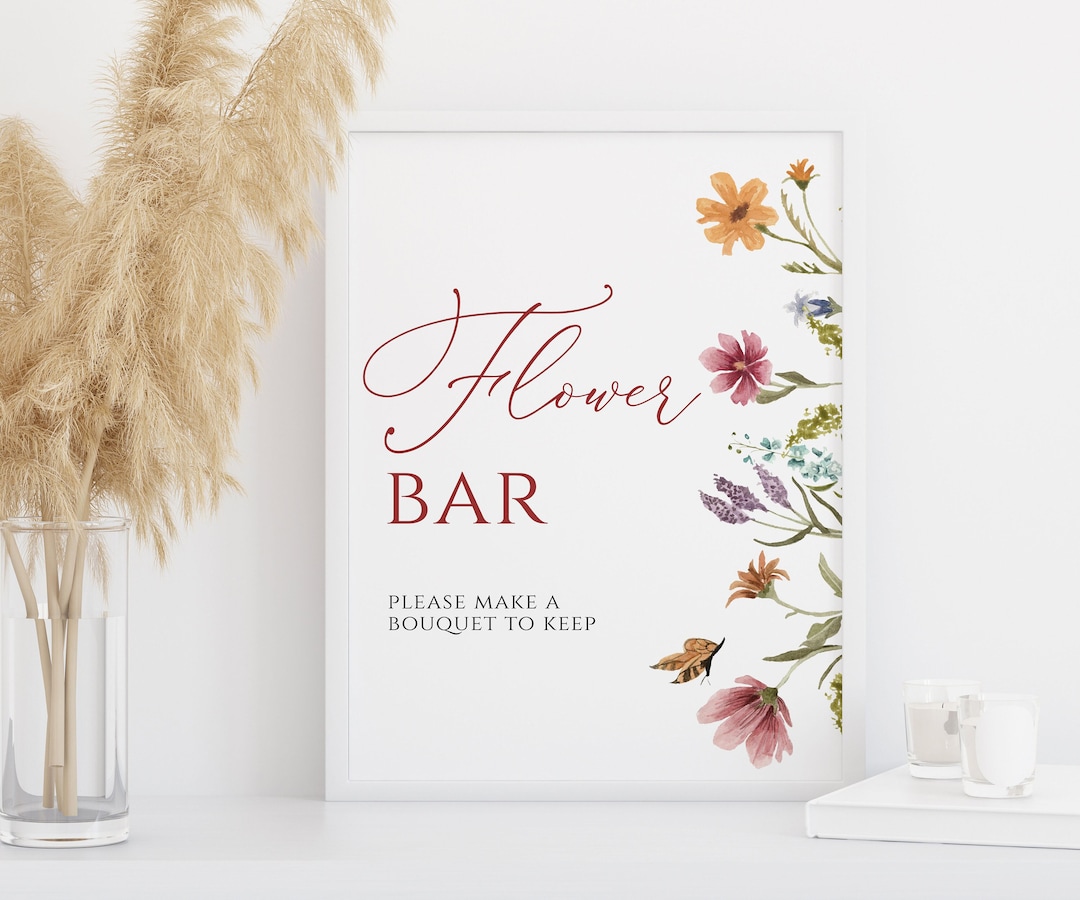 Wildflower Flower Bar Sign Template 8x10, Editable Printable Bouquet ...